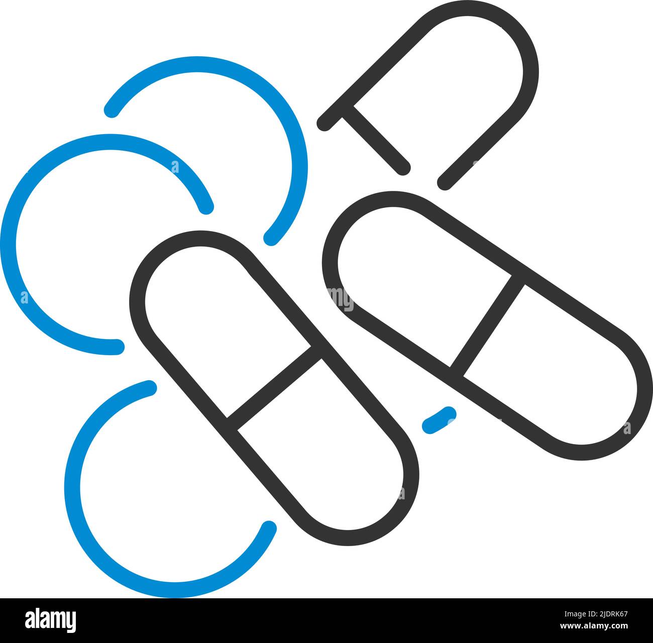 Pill And Tabs Icon. Editable Bold Outline With Color Fill Design ...