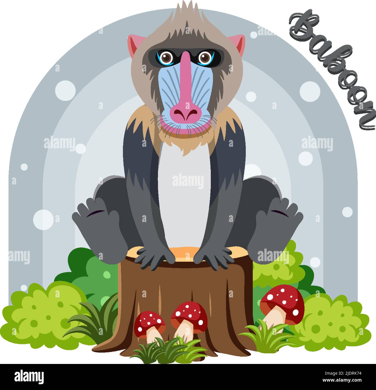 Cute mandrill in cartoon flat style illustration Stock Vector Image ...