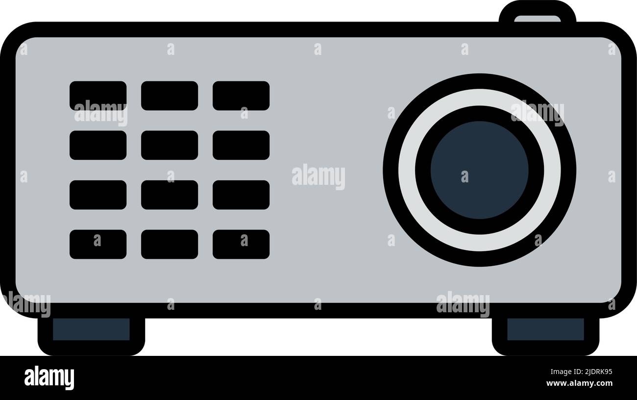 Video Projector Icon. Editable Bold Outline With Color Fill Design ...