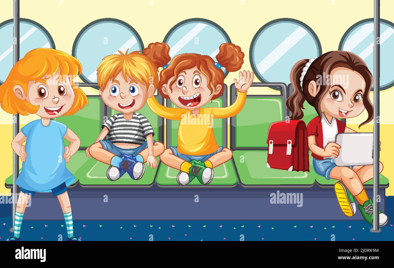 Inside bus with people cartoon illustration Stock Vector Image & Art ...