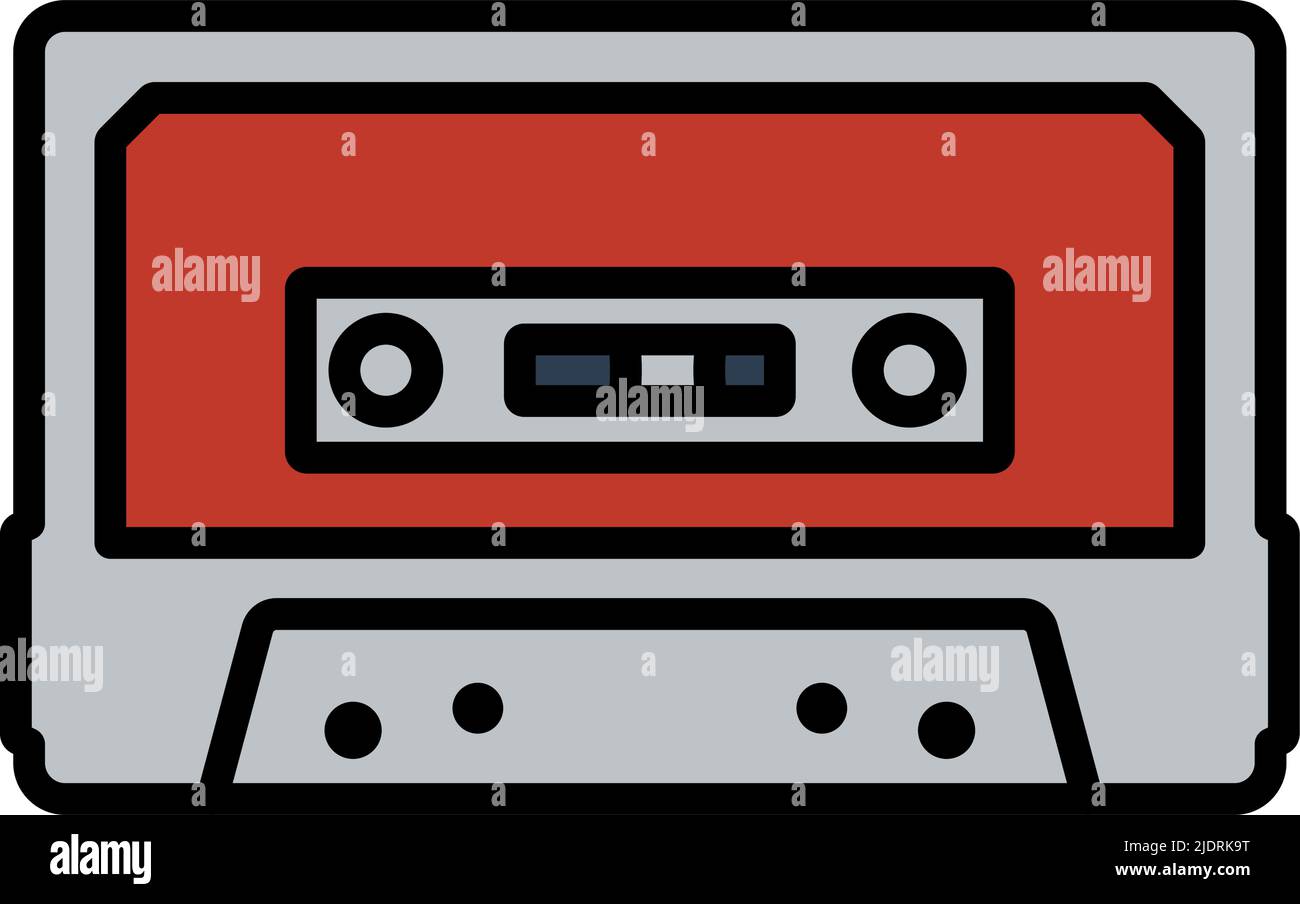 Audio Cassette Icon. Editable Bold Outline With Color Fill Design ...