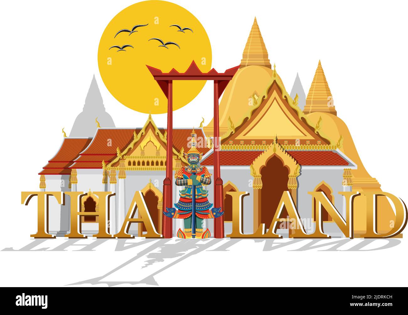 Bangkok Thailand Landmark Logo Banner illustration Stock Vector Image ...