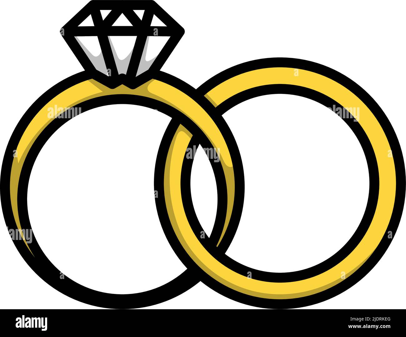 Wedding Rings Icon. Editable Bold Outline With Color Fill Design ...