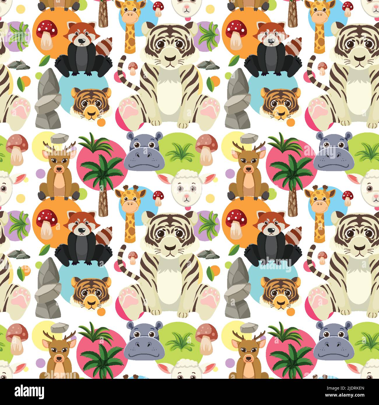 Cute animals seamless pattern illustration Stock Vector Image & Art - Alamy