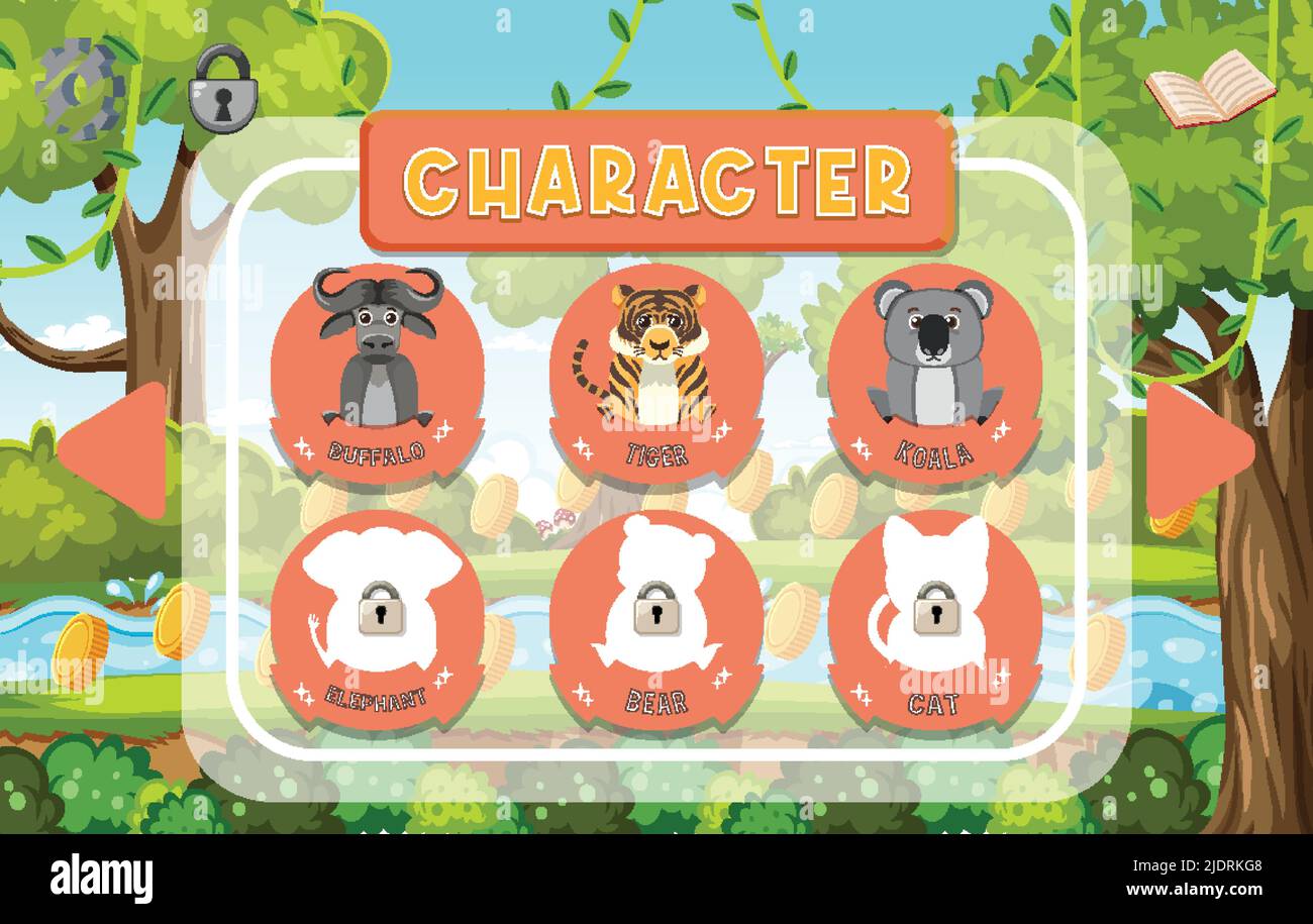 Wild animals game character illustration Stock Vector Image & Art - Alamy