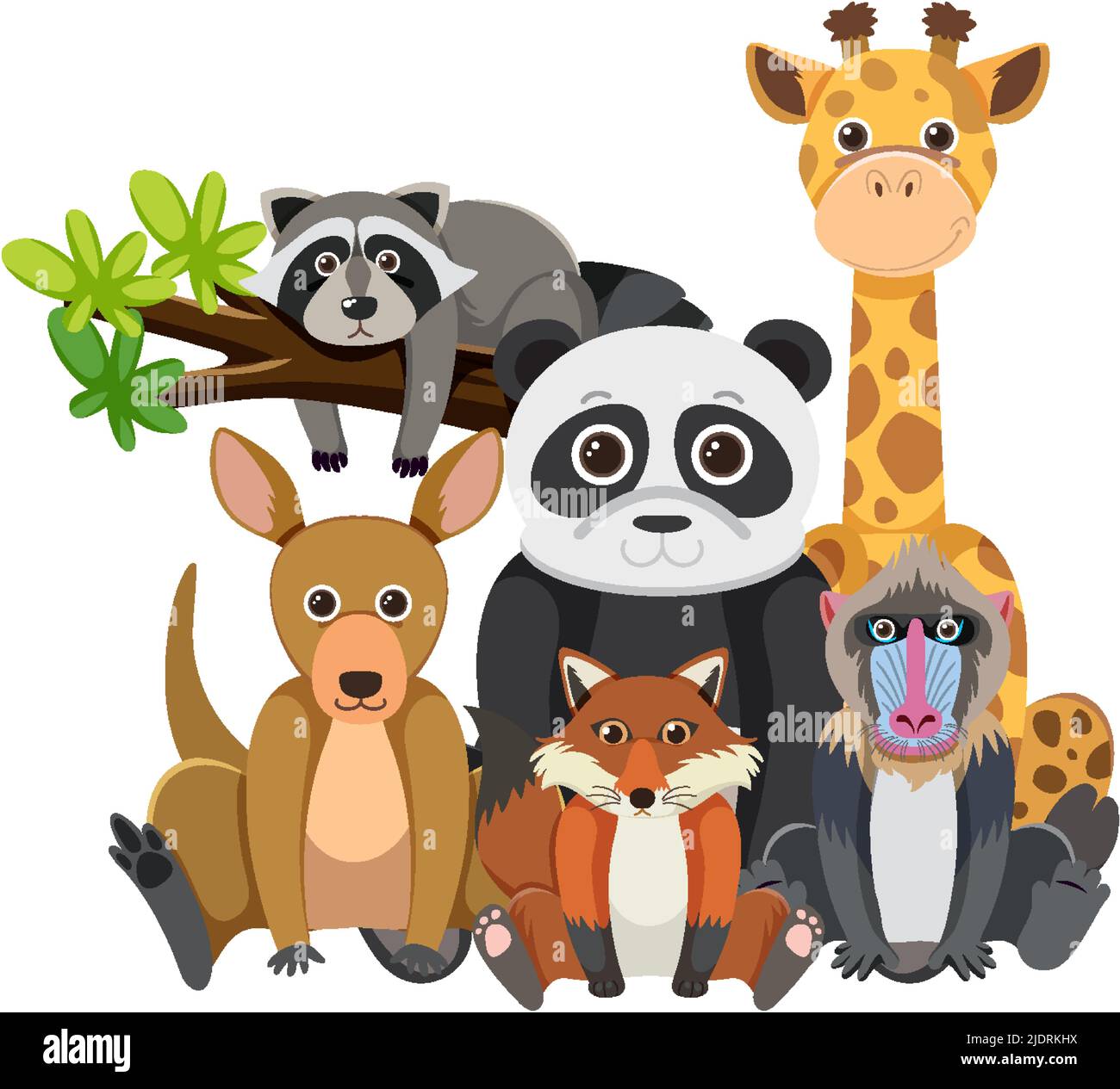 Wild animal group on white background illustration Stock Vector Image ...