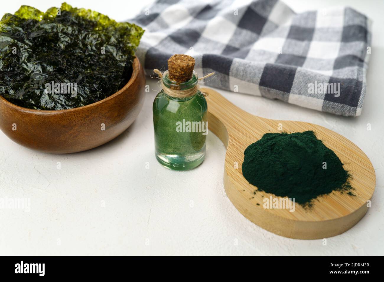 Algae seaweed oil, sustainable concept. Healthy ingredient, selective ...