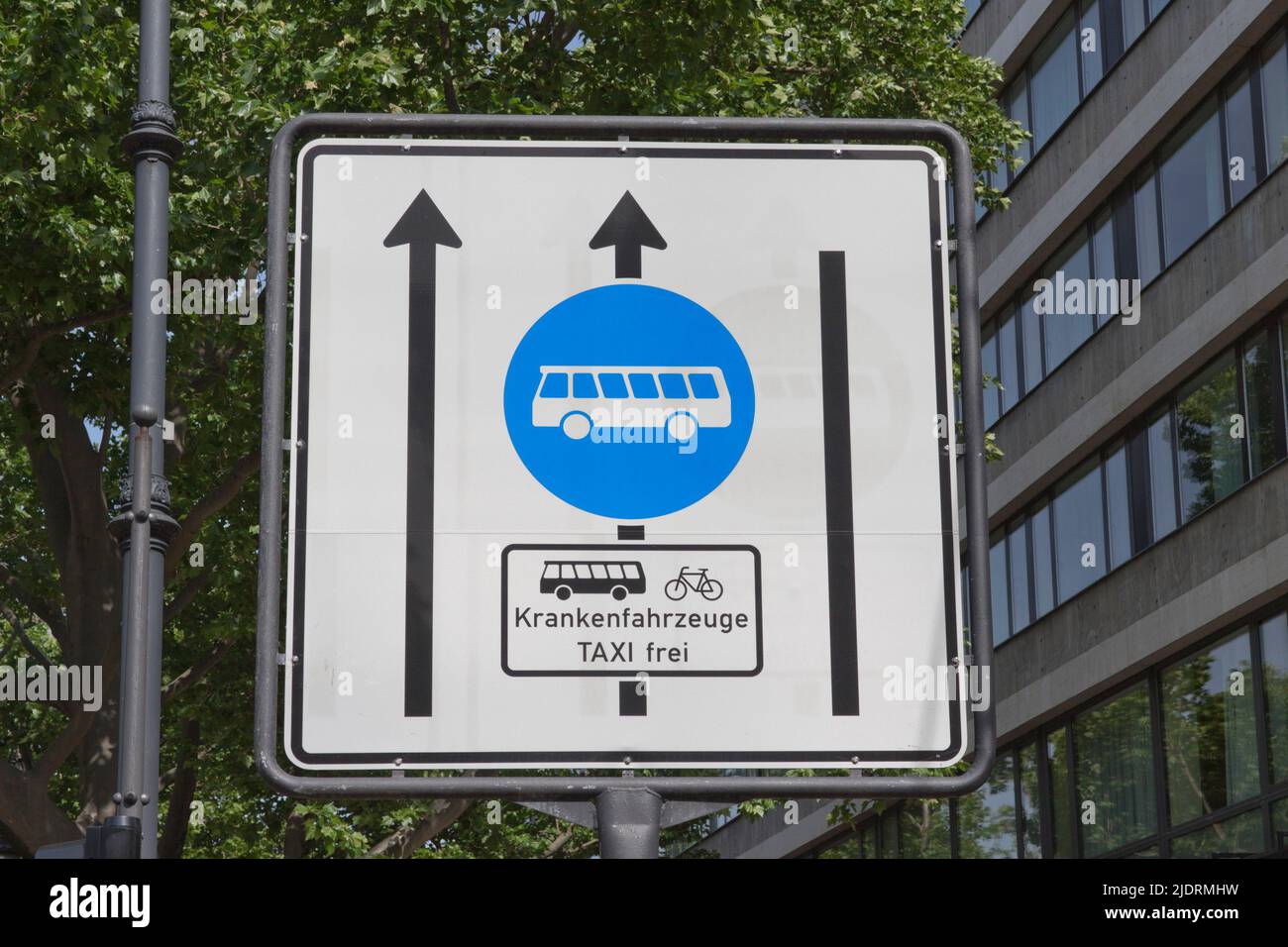 Lane board with integrated bus lane, Berlin, Germany Stock Photo - Alamy