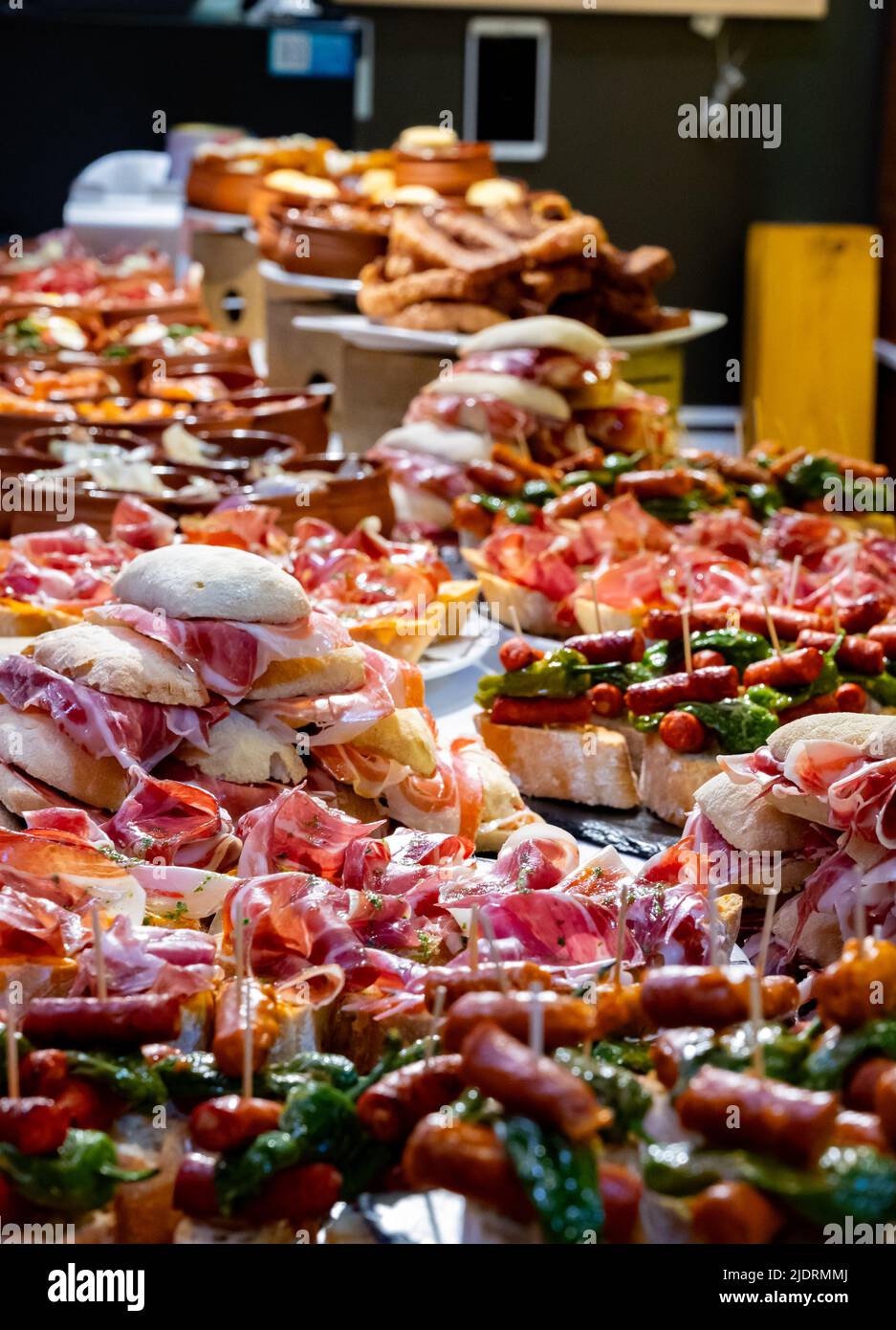 Assortment of typical snacks of Basque Country and Navarre, pinchos or ...