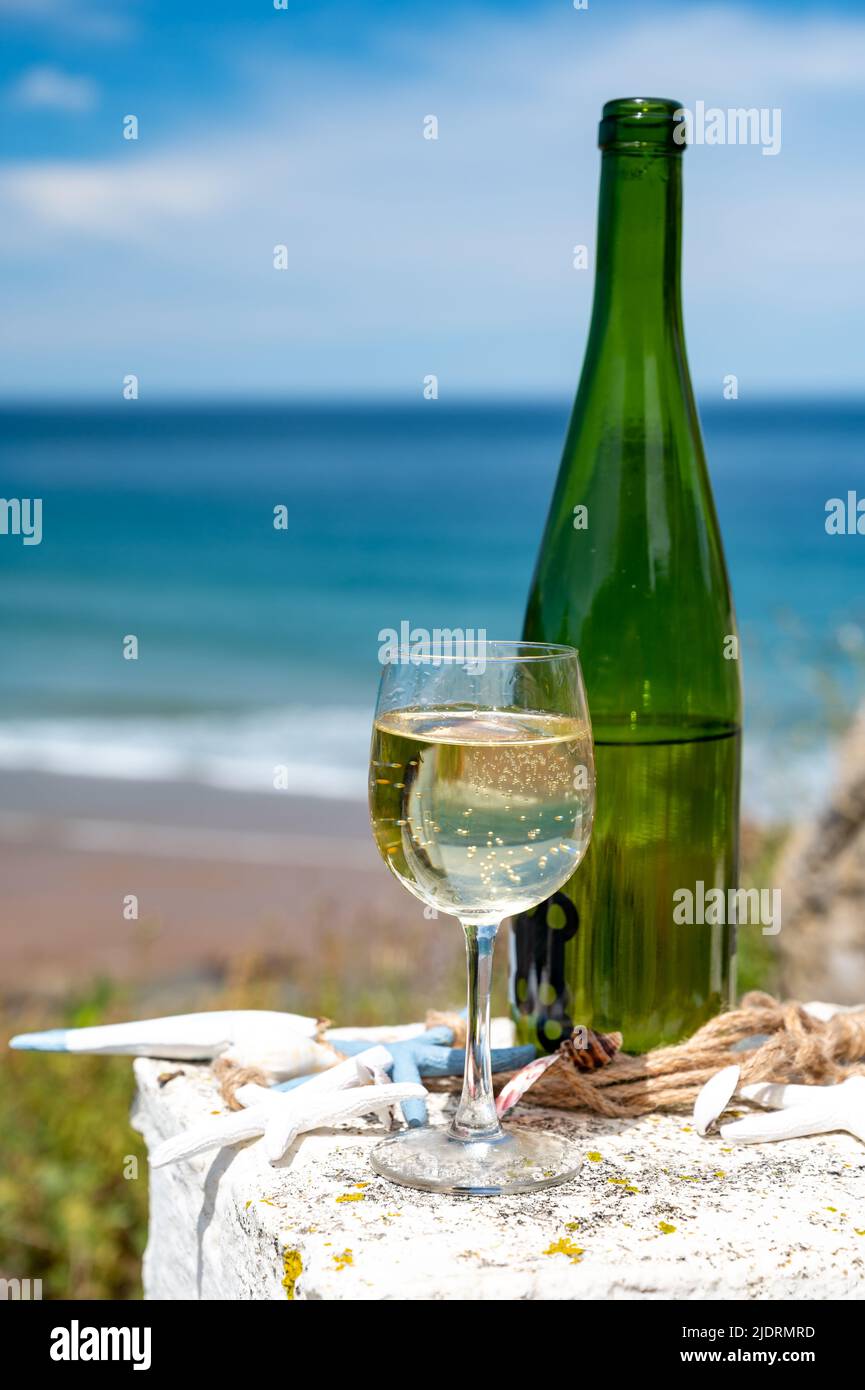 Txakoli or chacolí slightly sparkling very dry white wine produced in ...