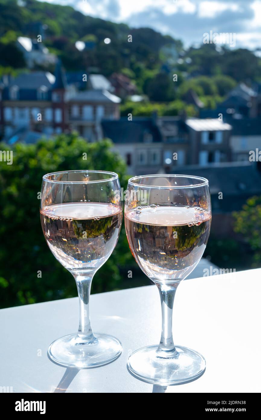 Two glasses with dry rose d'anjou wine from Loire valley, France Stock ...
