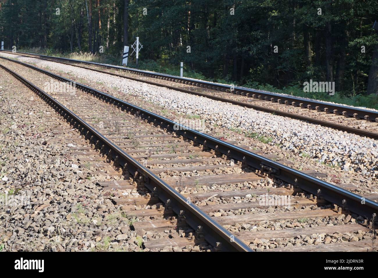 Train track/ railroad - perspective Stock Photo - Alamy