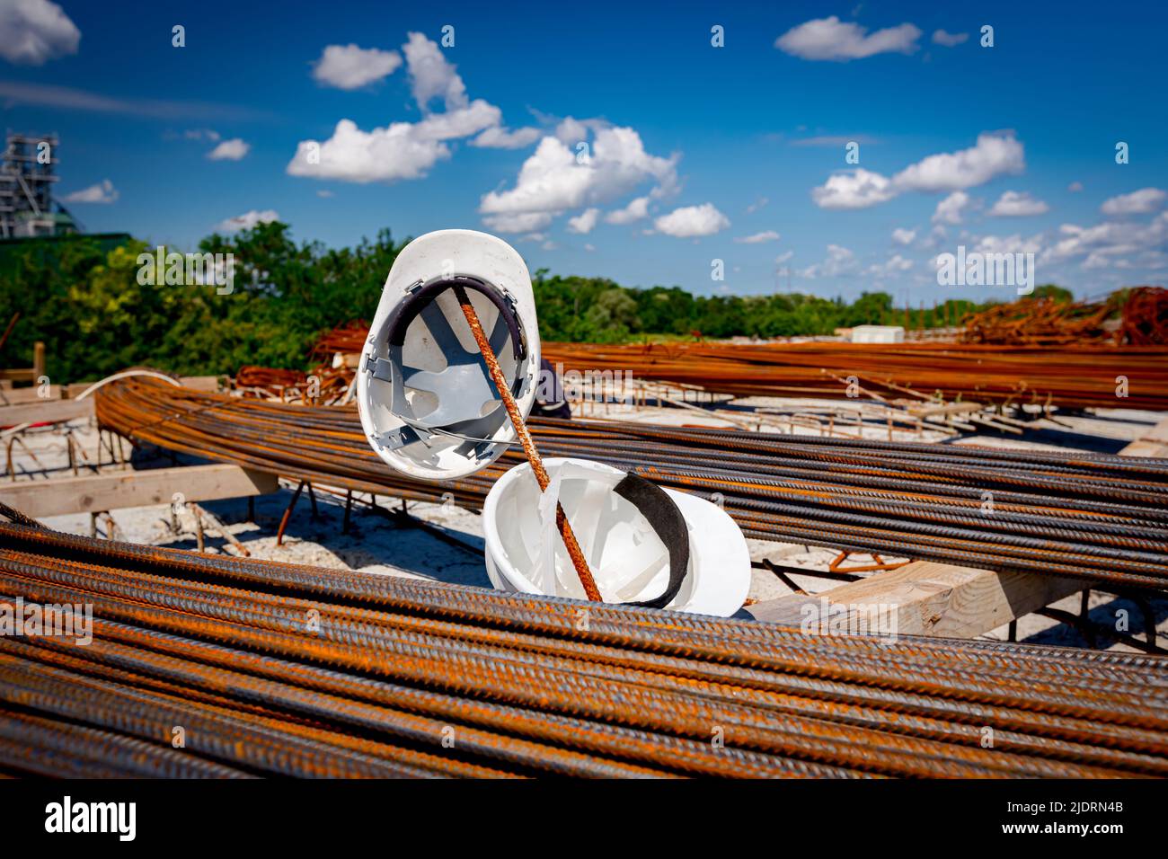 Tied bundle of steel bars reinforcement ready for installation ...