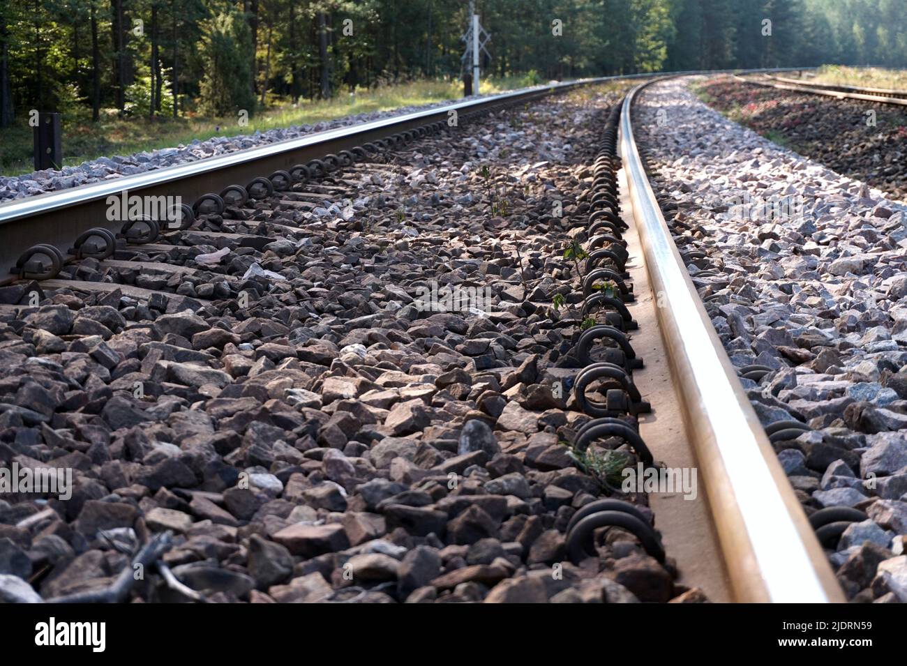 Train track/ railroad - perspective Stock Photo - Alamy