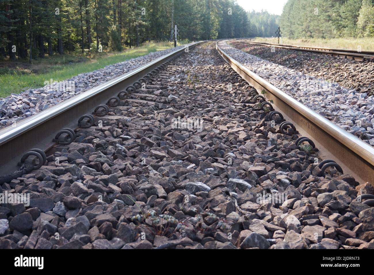 Train track/ railroad - perspective Stock Photo - Alamy