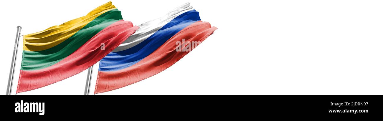 flag lithuania and russia conflict Stock Photo - Alamy