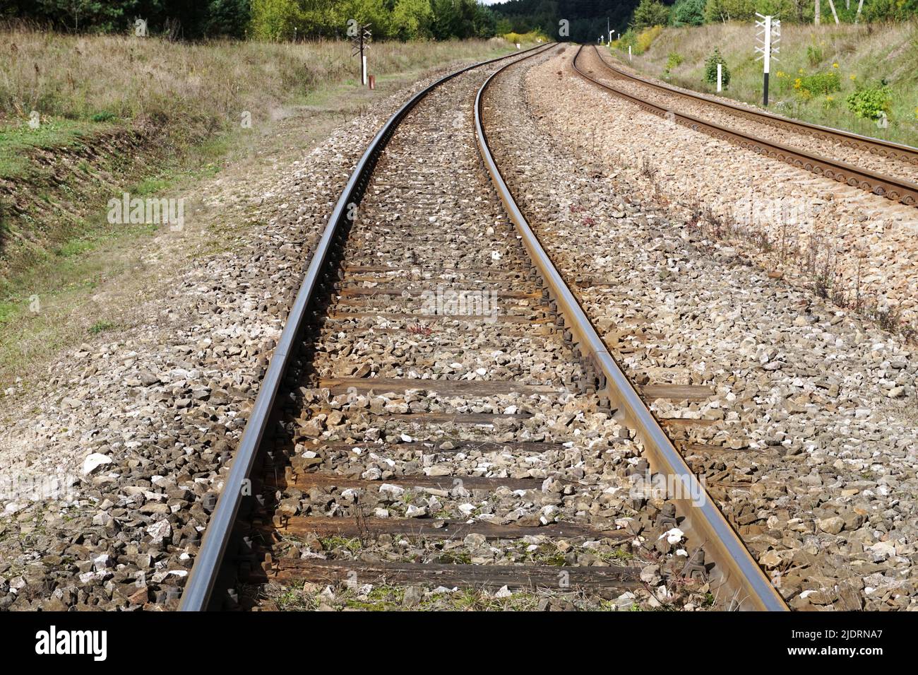 Train track/ railroad - perspective Stock Photo - Alamy