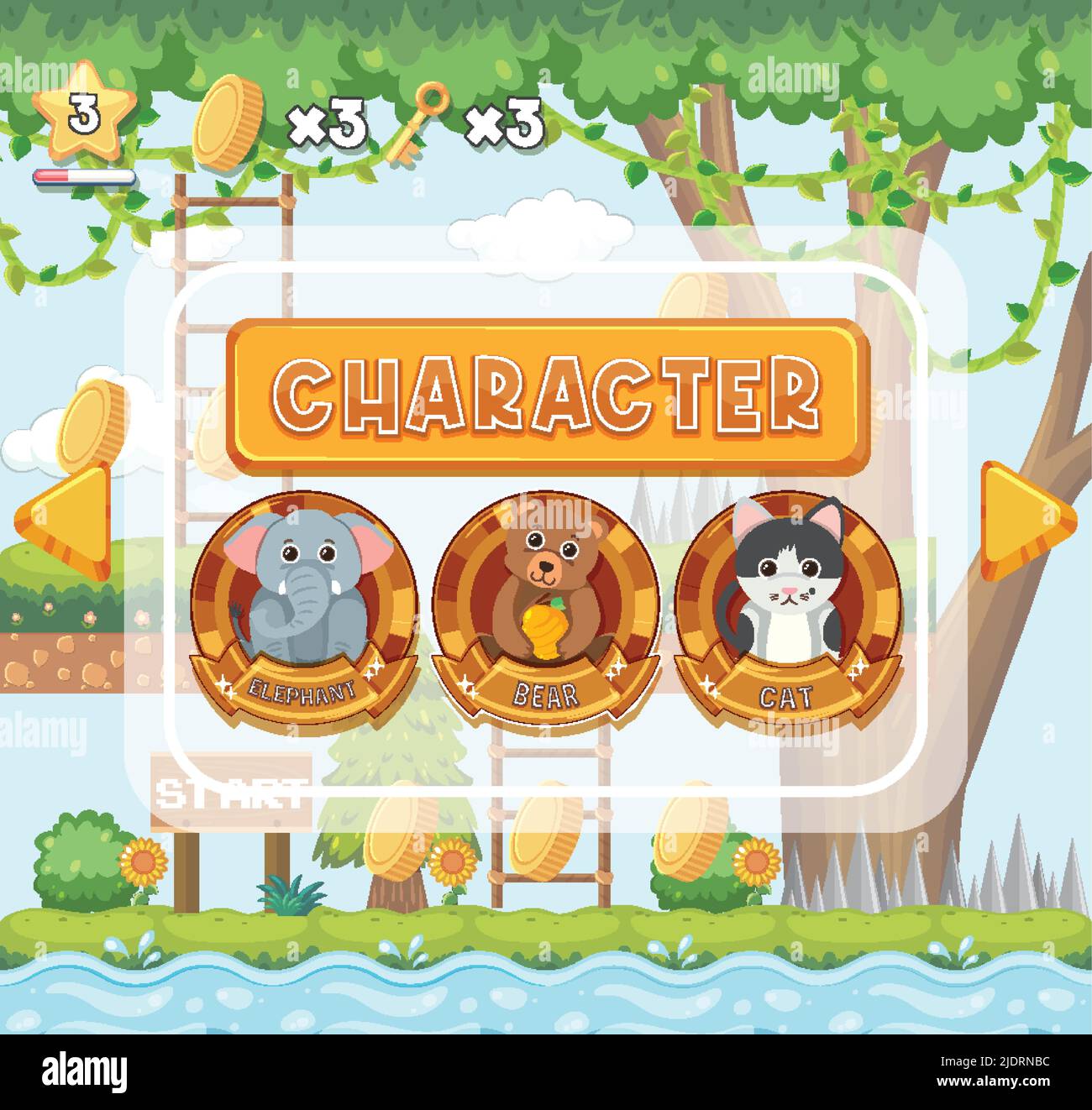 Wild animals game character illustration Stock Vector Image & Art - Alamy