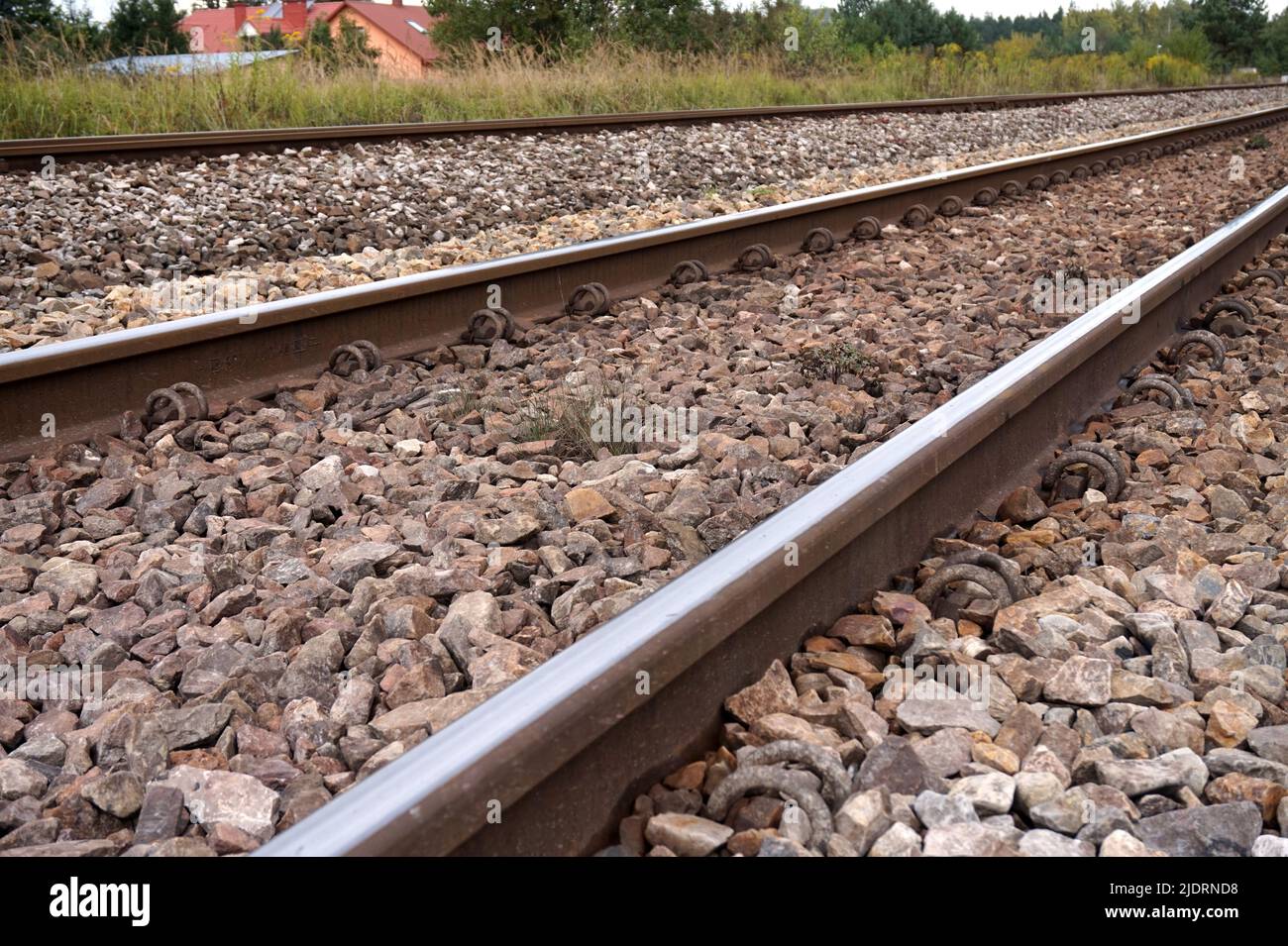 Train track/ railroad - perspective Stock Photo - Alamy