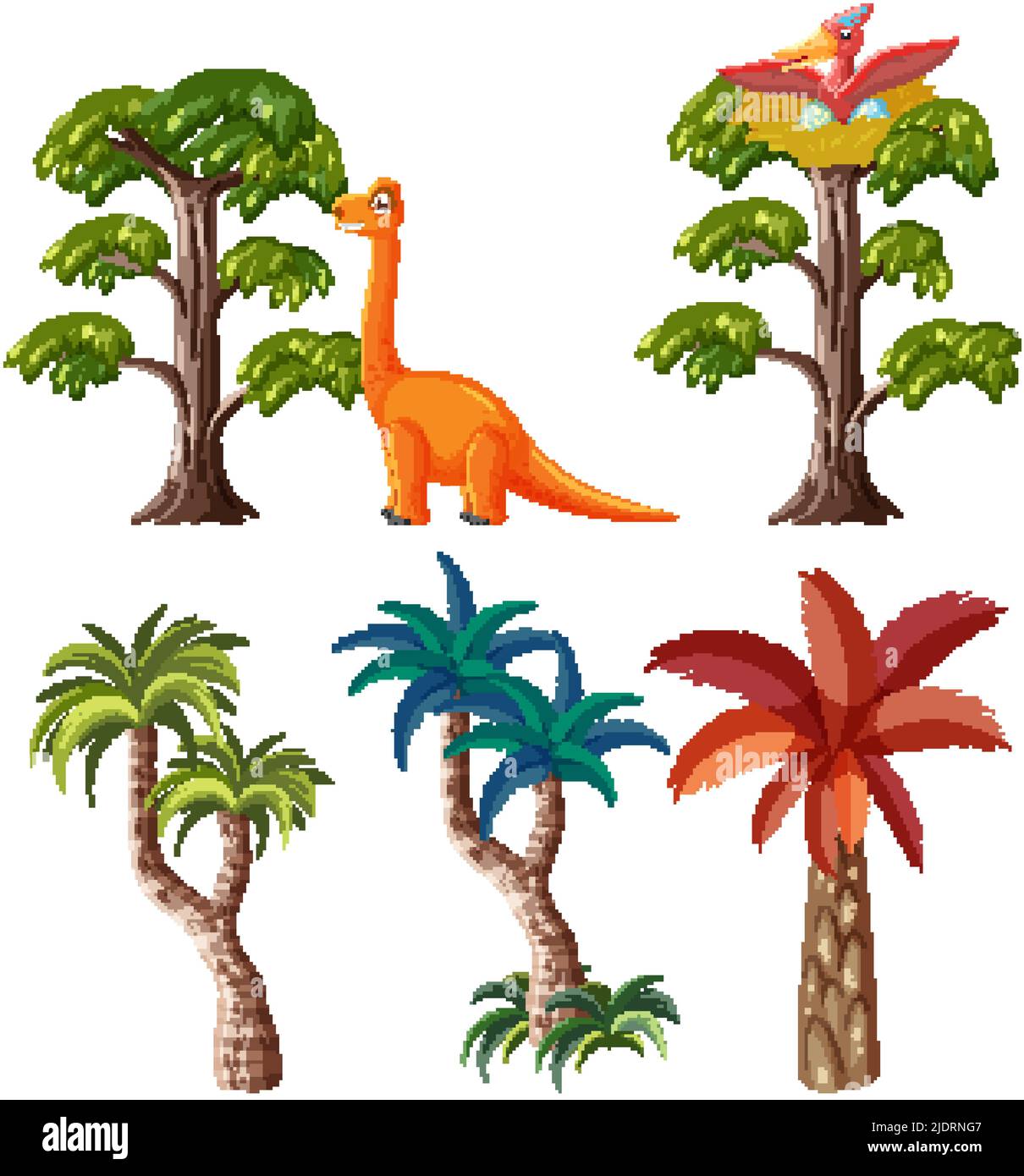 Dinosaur and many trees set illustration Stock Vector Image & Art - Alamy