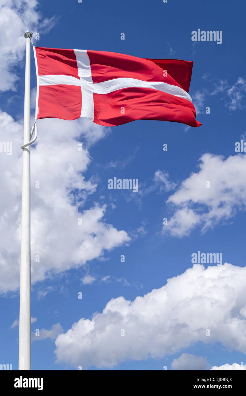 flag of Denmark flying in the wind Stock Photo - Alamy