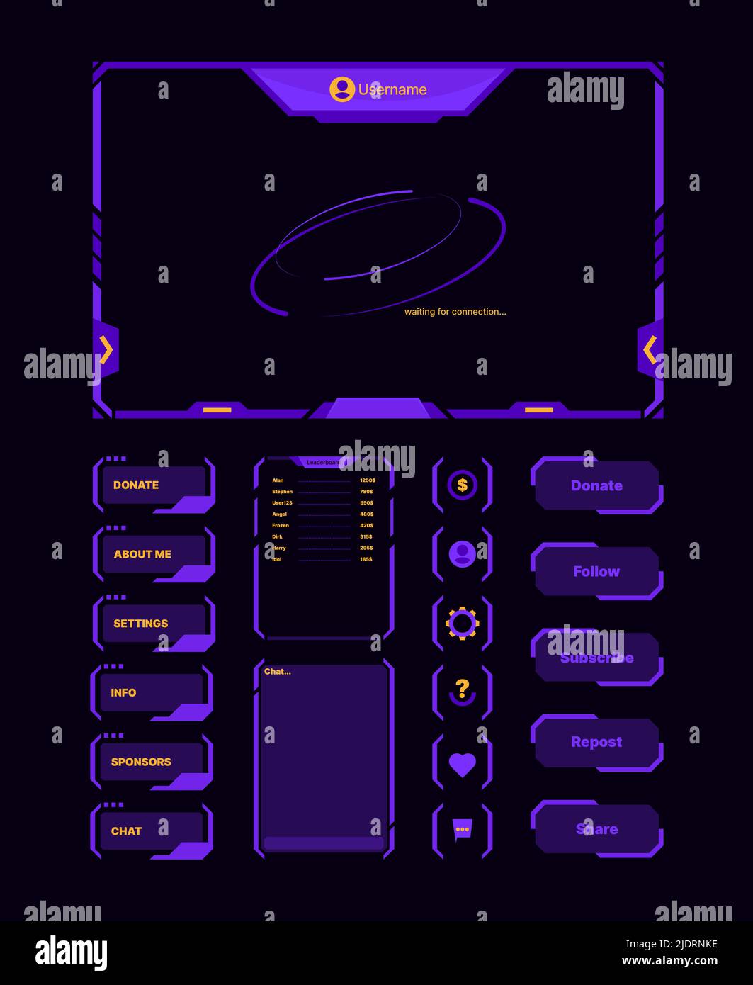 Stream ui templates. Futuristic designs frames and symbols for ...