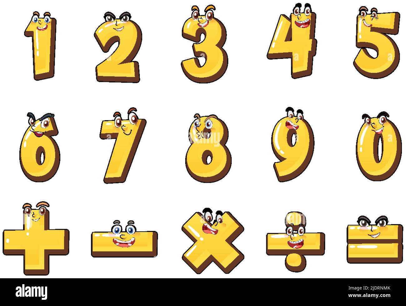 Counting number 0 to 9 and math symbols illustration Stock Vector Image ...