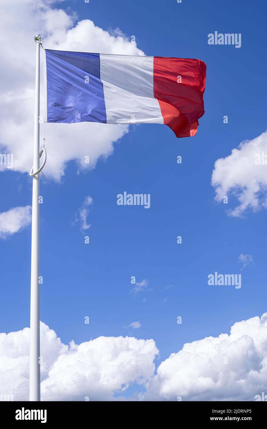 flag of France flying in the wind Stock Photo - Alamy
