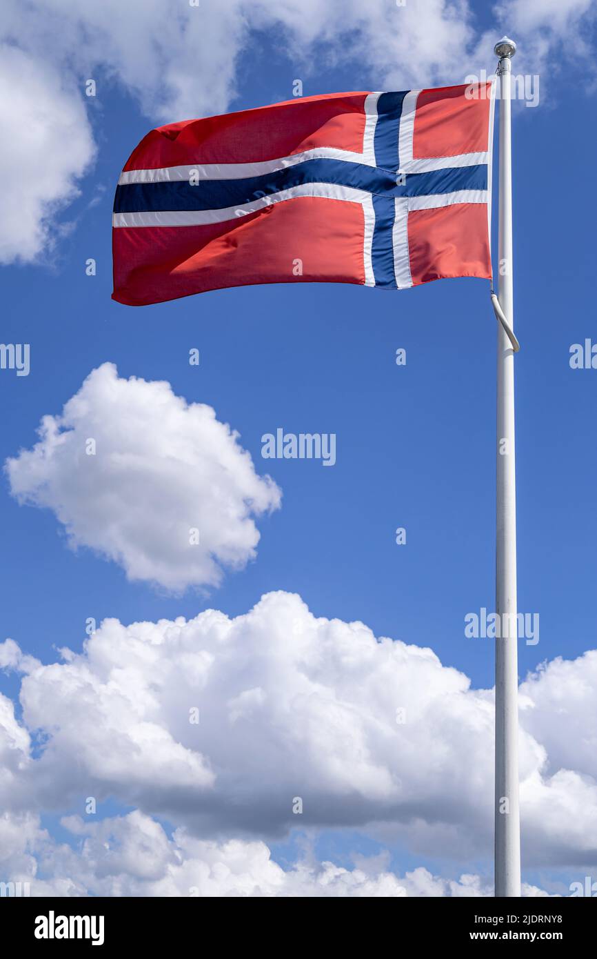flag of Norway flying in the wind Stock Photo - Alamy