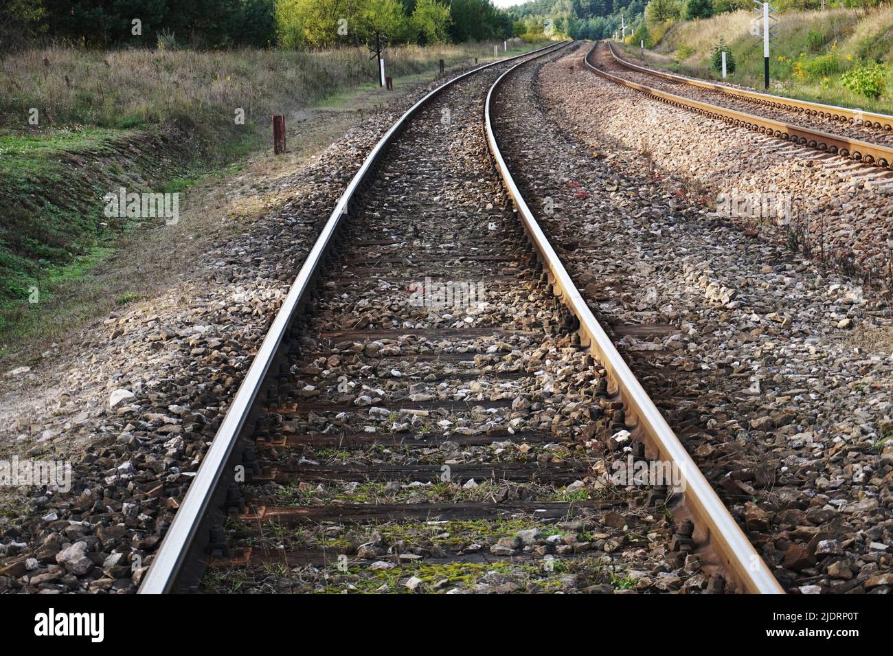 Train track/ railroad - perspective Stock Photo - Alamy