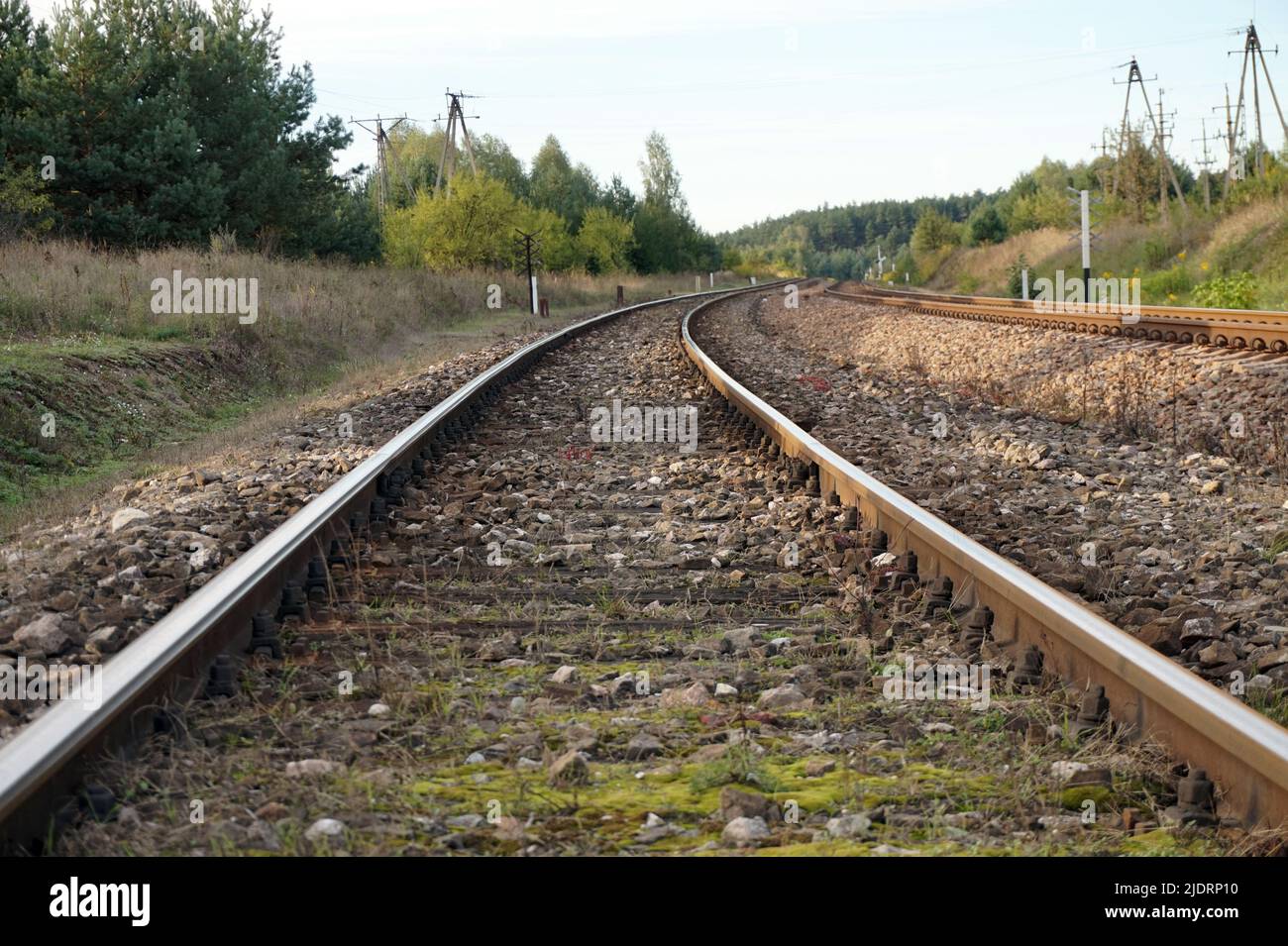 Train track/ railroad - perspective Stock Photo - Alamy