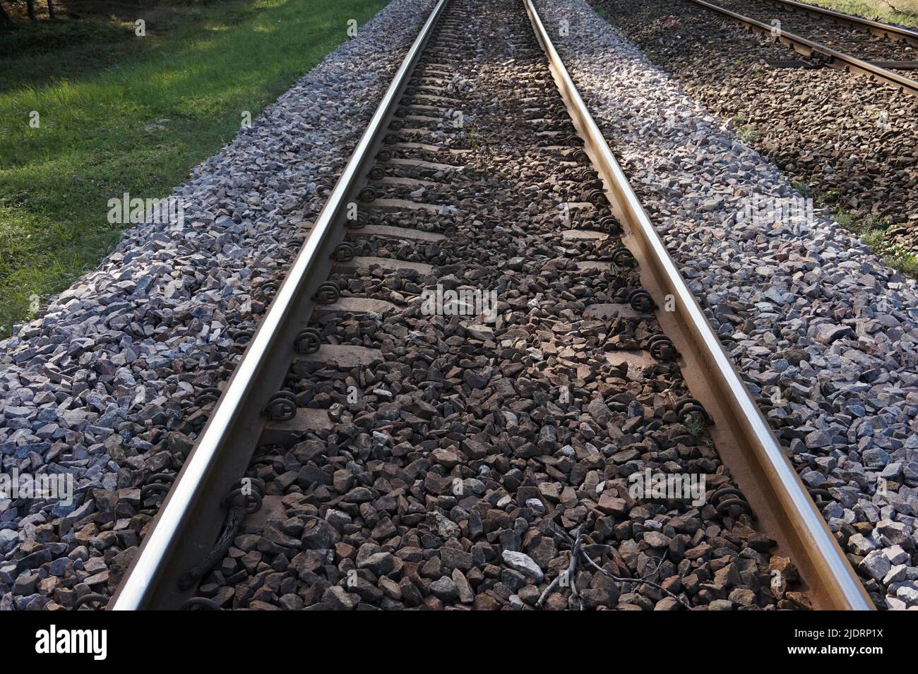 Train track/ railroad - perspective Stock Photo - Alamy