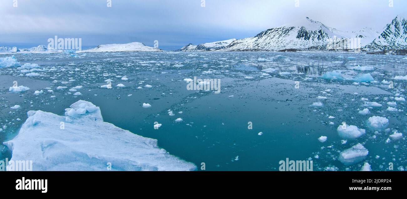 Drift floating Ice and Snowcapped Mountains, Iceberg, Ice Floes, Albert ...