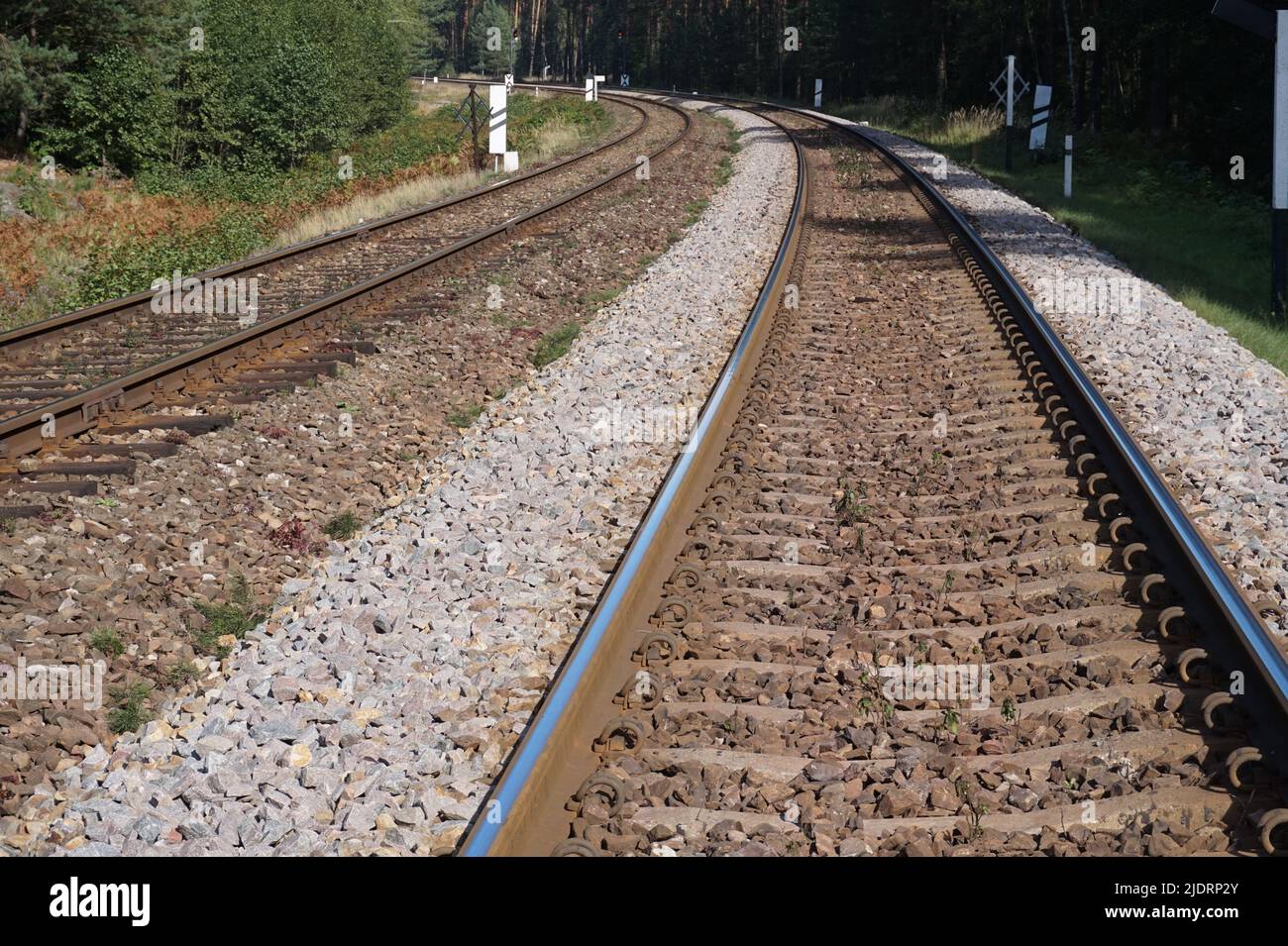 Train track/ railroad - perspective Stock Photo - Alamy