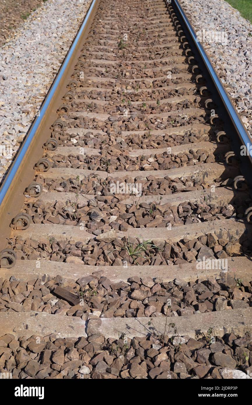 Train track/ railroad - perspective Stock Photo - Alamy
