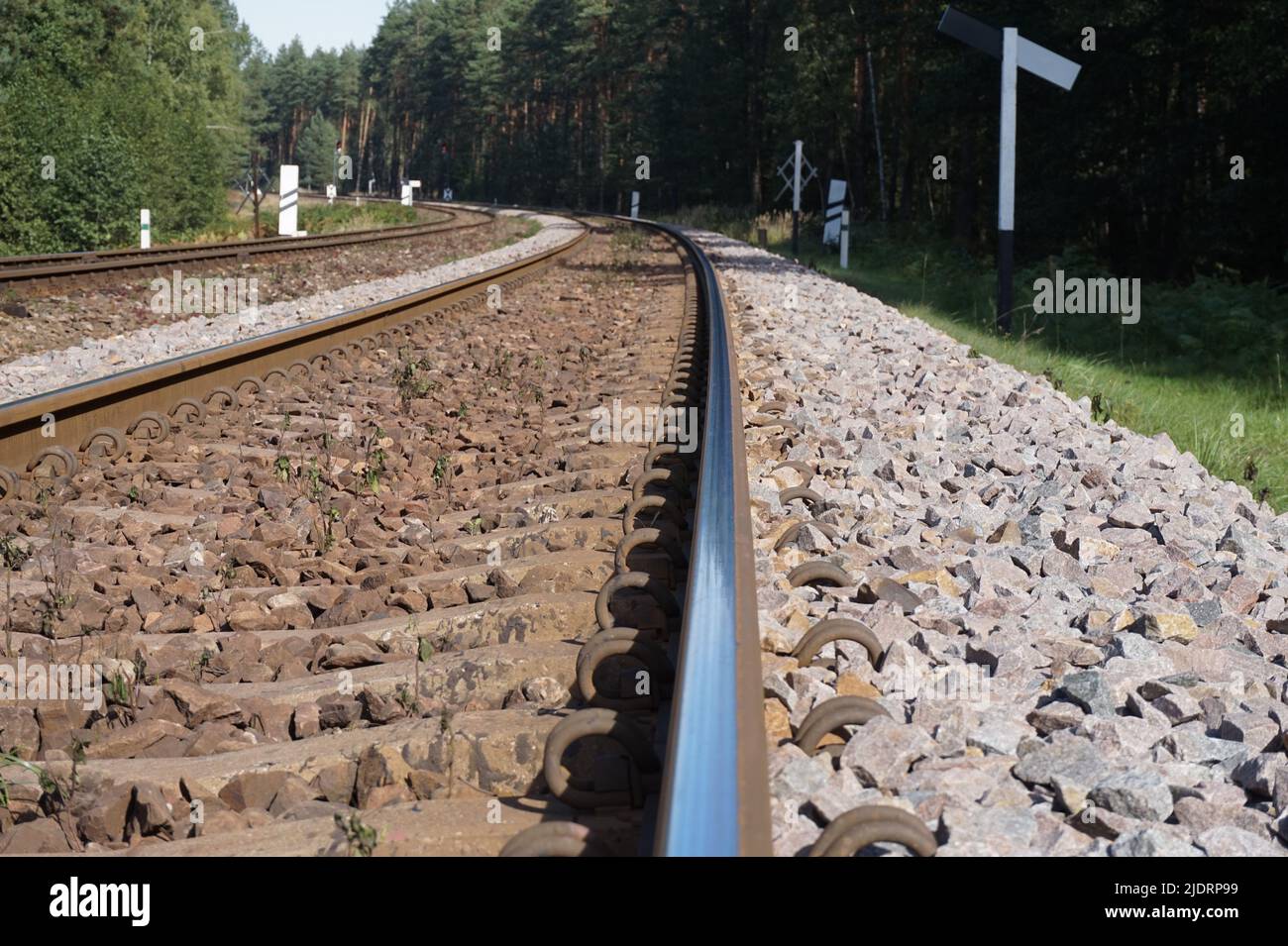 Train track/ railroad - perspective Stock Photo - Alamy
