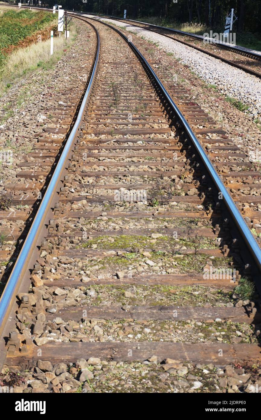 Train track/ railroad - perspective Stock Photo - Alamy