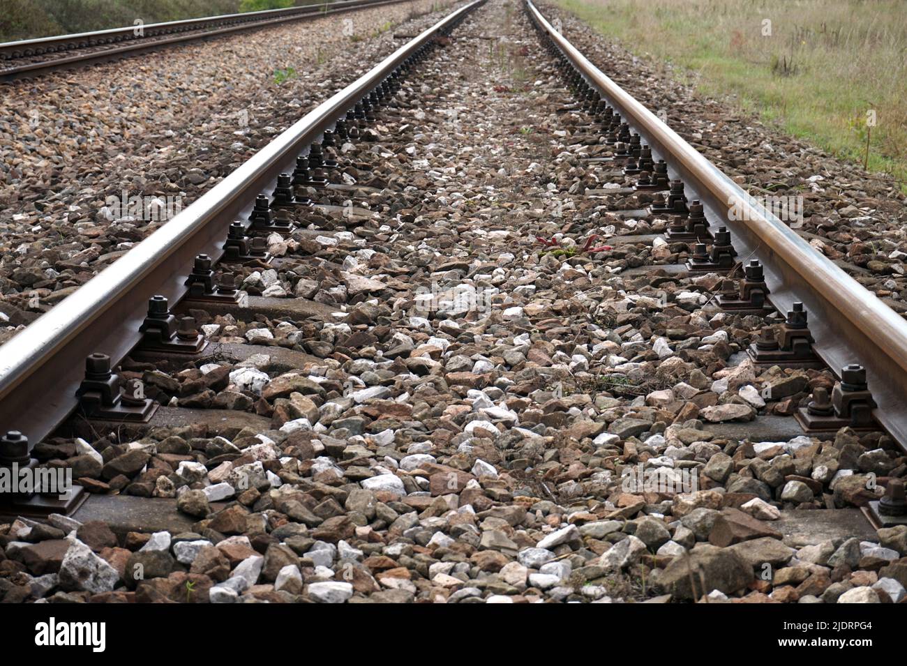 Train track/ railroad - perspective Stock Photo - Alamy