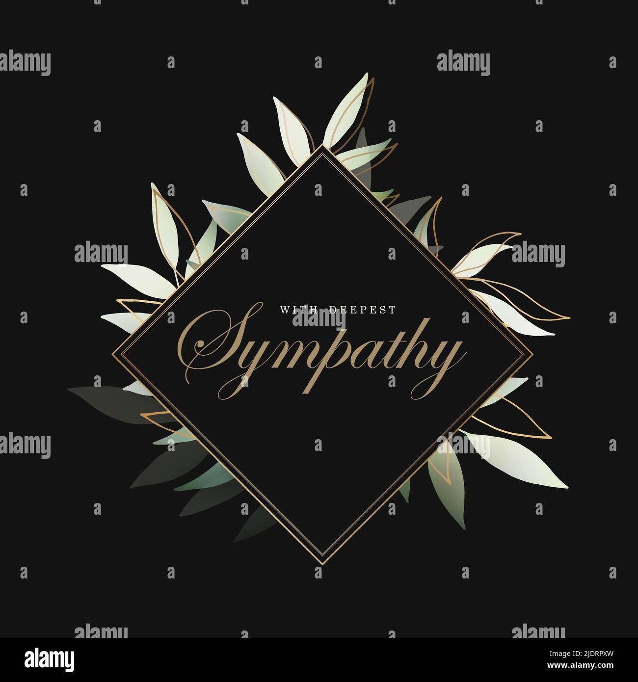 Angeled quad frame with olive leaves edging on black vector card ...