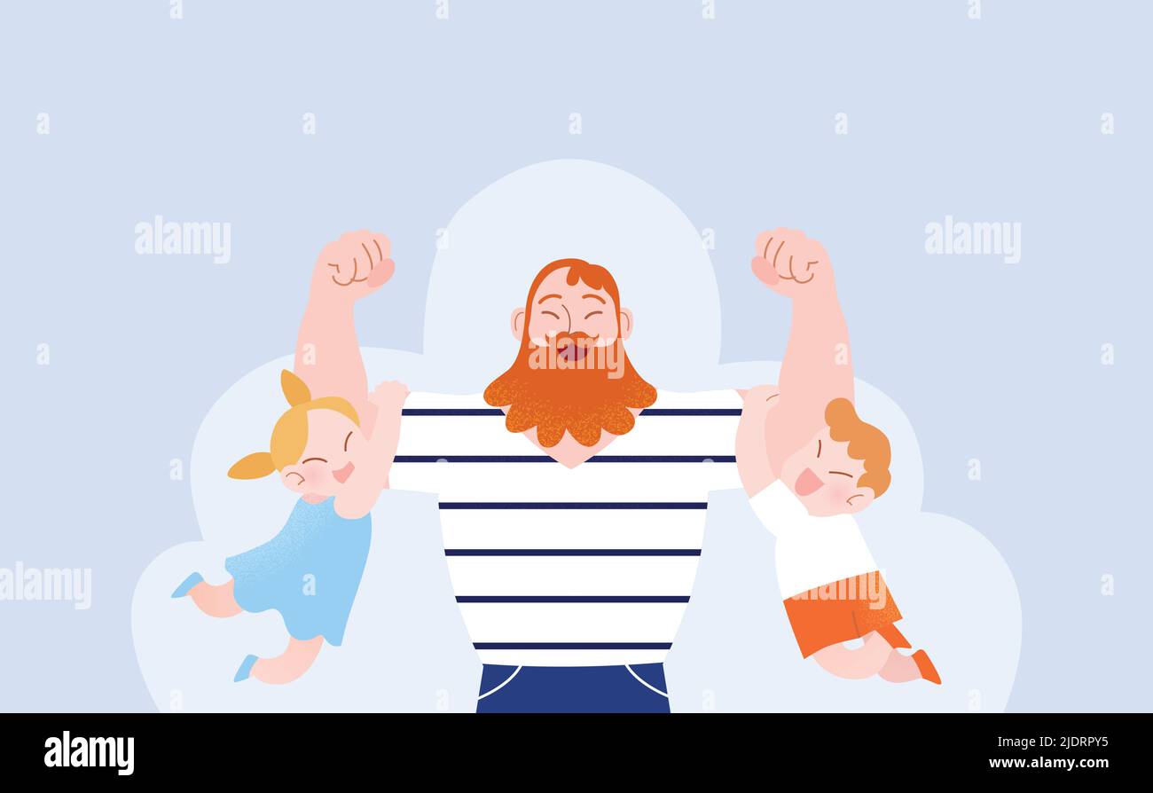 Happy father's day celebration vector illustration card. Muscular and ...