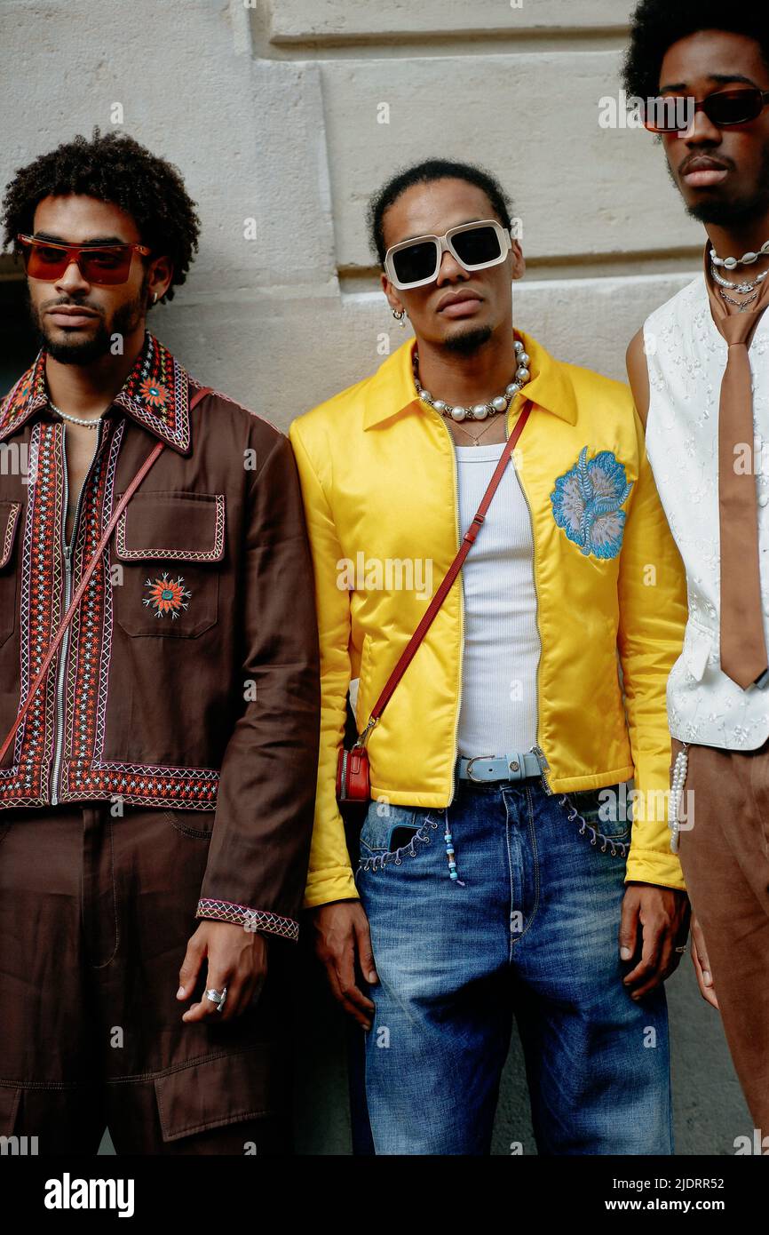 Street style, Jordan Hames and Jacques Basoka arriving at Bluemarble ...