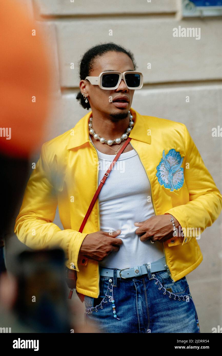 Street style, Jacques Basoka arriving at Bluemarble Spring-Summer ...