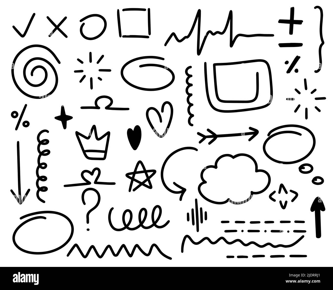 Hand drawn design elements doodle style set Stock Vector Image & Art ...