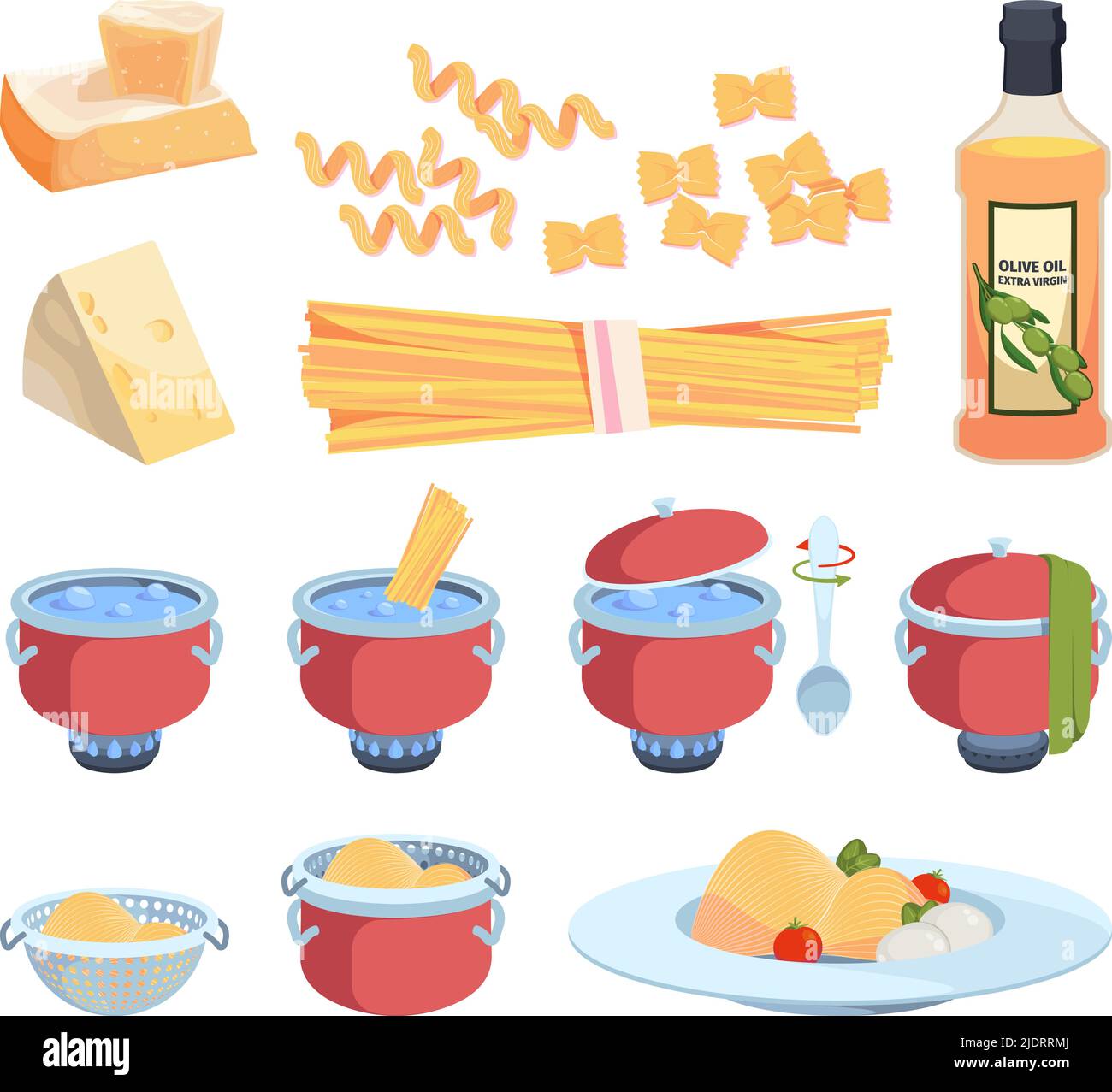 Cooking instruction. Cutting and boiling stages preparing food ...
