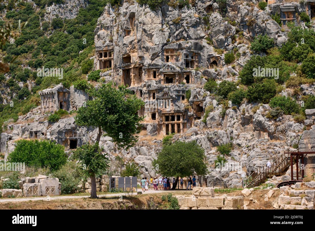 Lycian rock tombs in a rock face of Myra Ancient City, Demre, Turkey ...