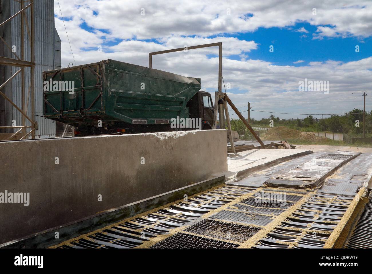 A grain truck is pictured at a facility in Odesa Region, southern ...