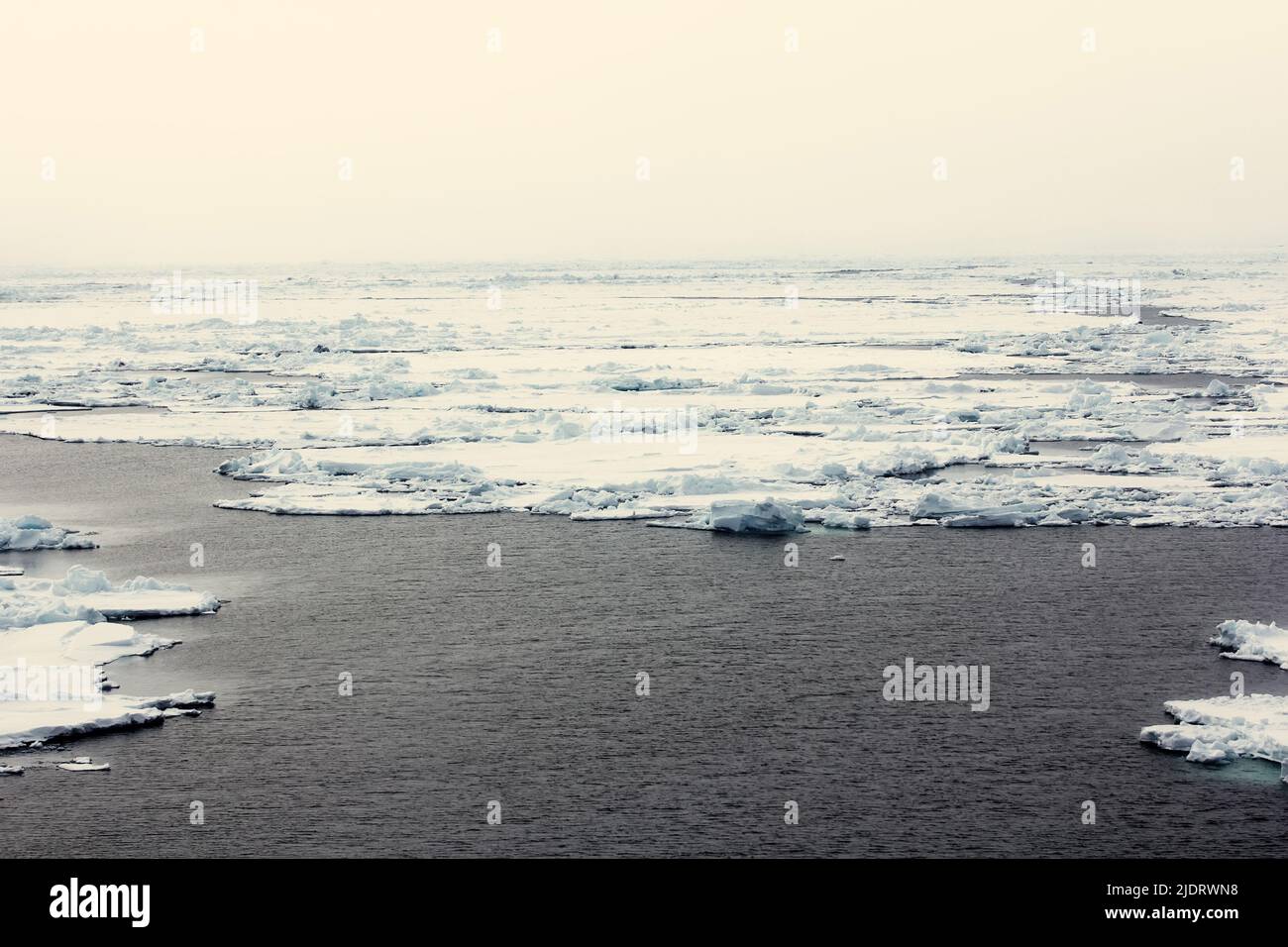 Glaciology. Pack ice near the North pole, hummocky polar ice and ice ...