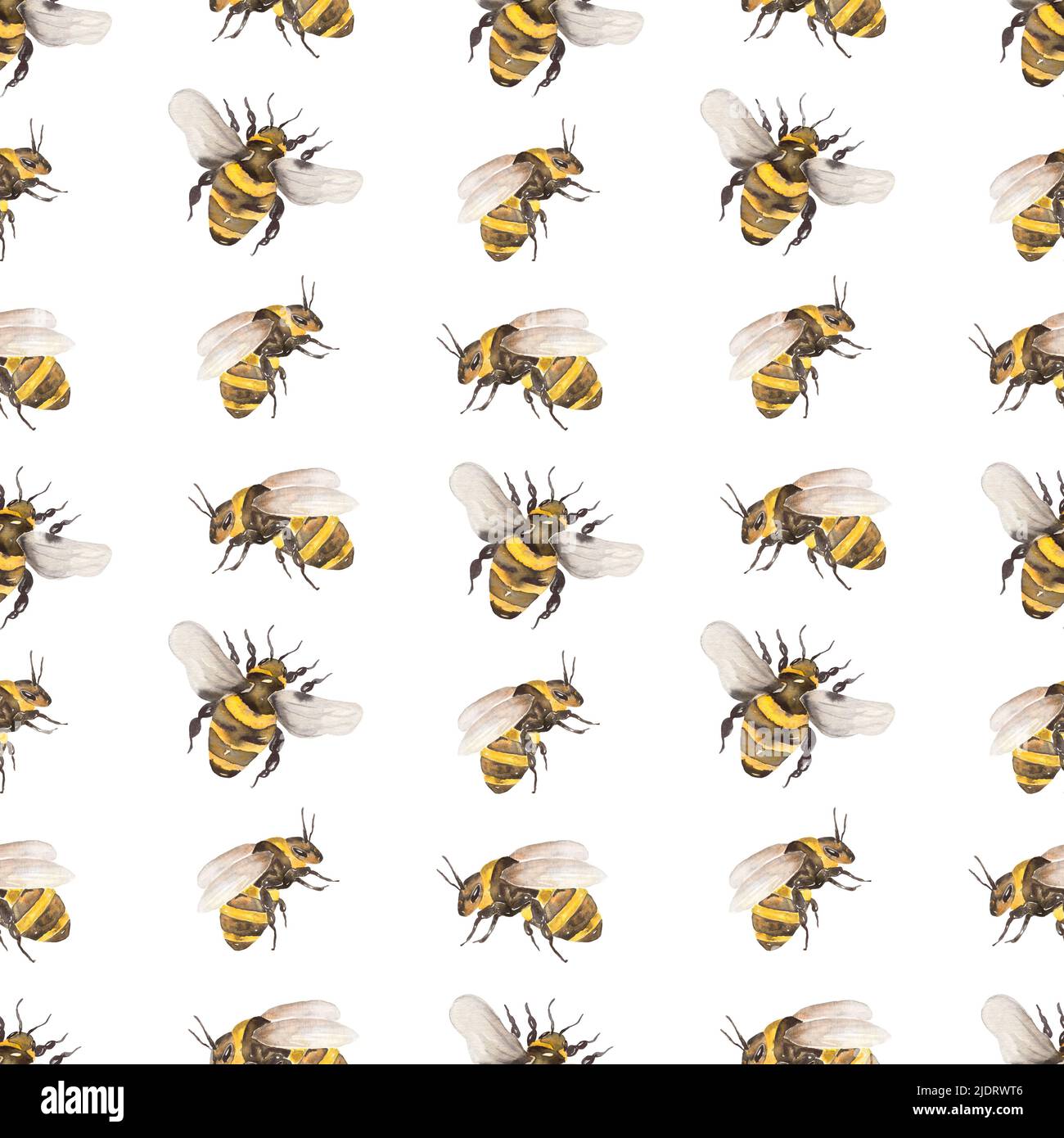 Bees seamless pattern, Watercolor Insect repeat paper, Cute scrapbook ...