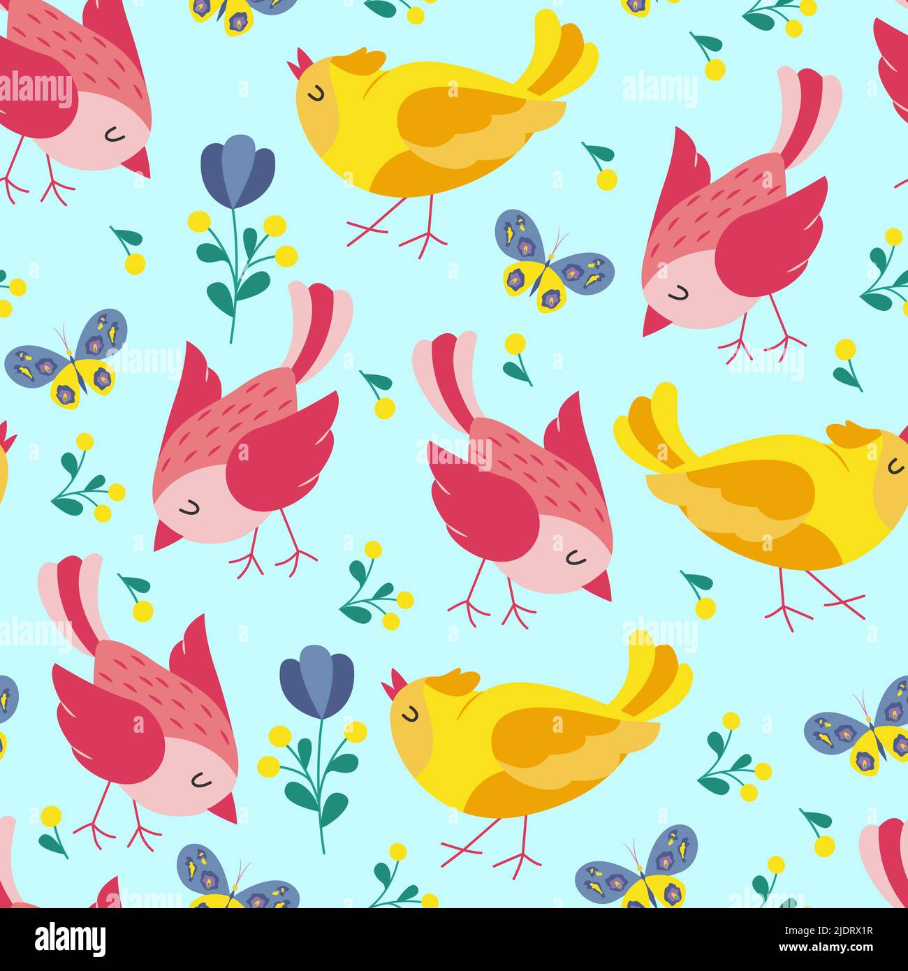 Colorful birds seamless pattern. Exotic birds in different print poses ... Colorful birds seamless pattern. Exotic birds in different print poses ...