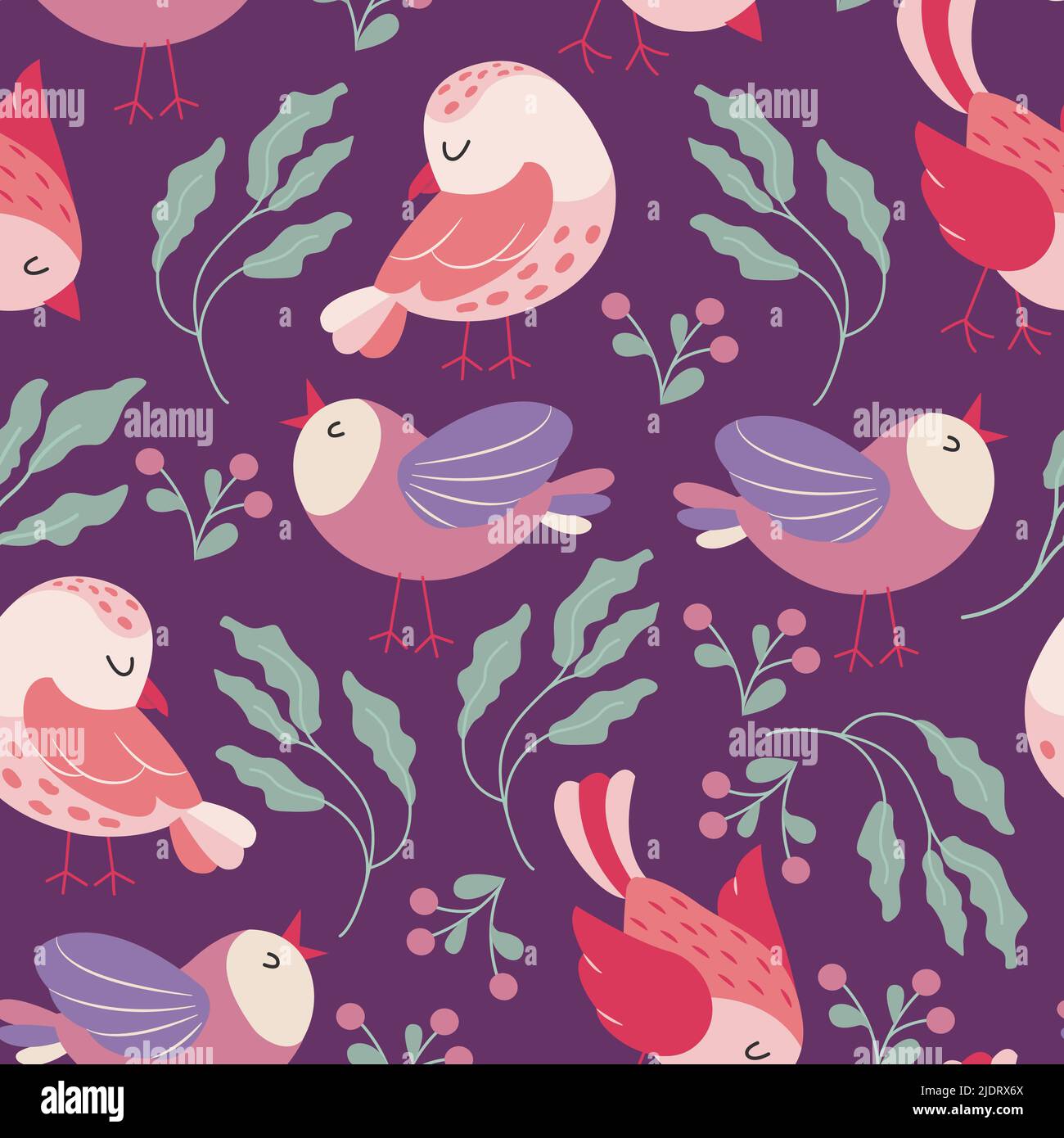 Colorful birds seamless pattern. Exotic birds in different print poses ... Colorful birds seamless pattern. Exotic birds in different print poses ...